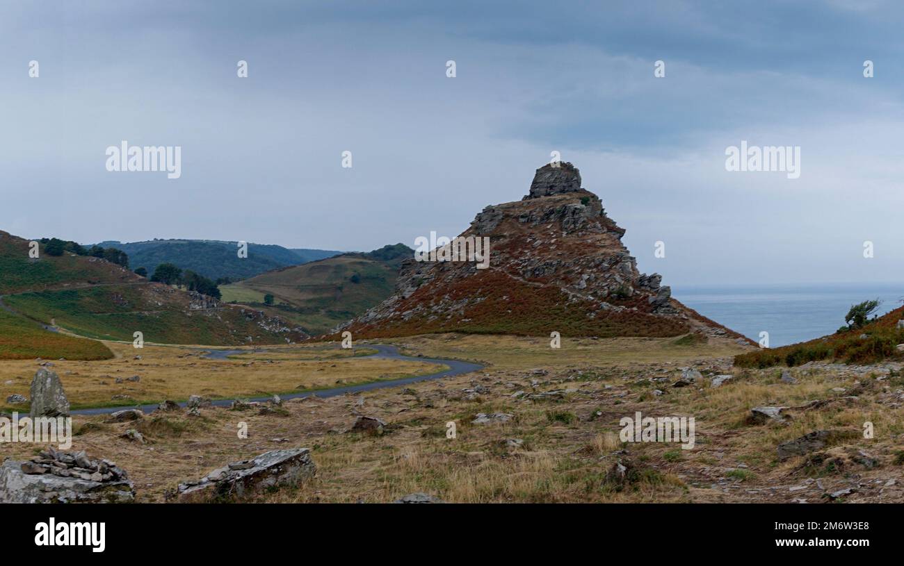 Valley of the Rocks landscape in Exmoor in North Devon with an ...