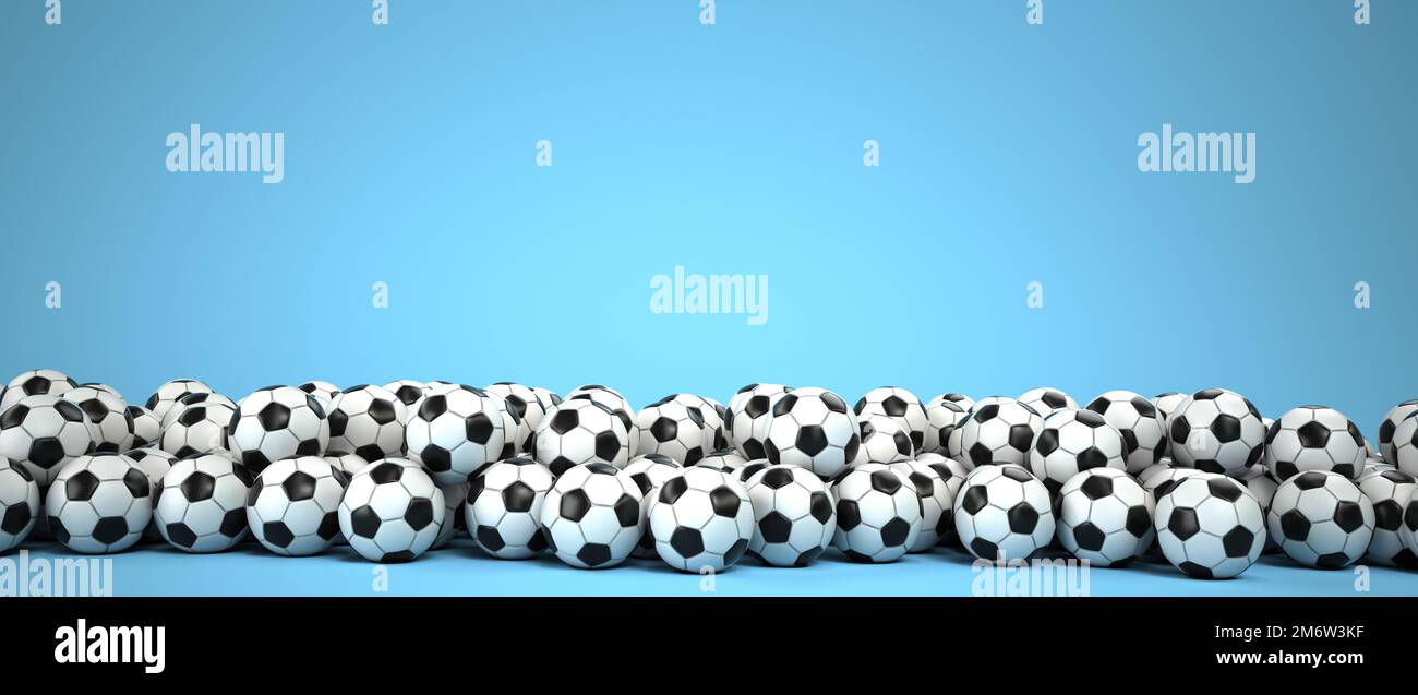 Classic Footballs Blue Background Stock Photo - Alamy