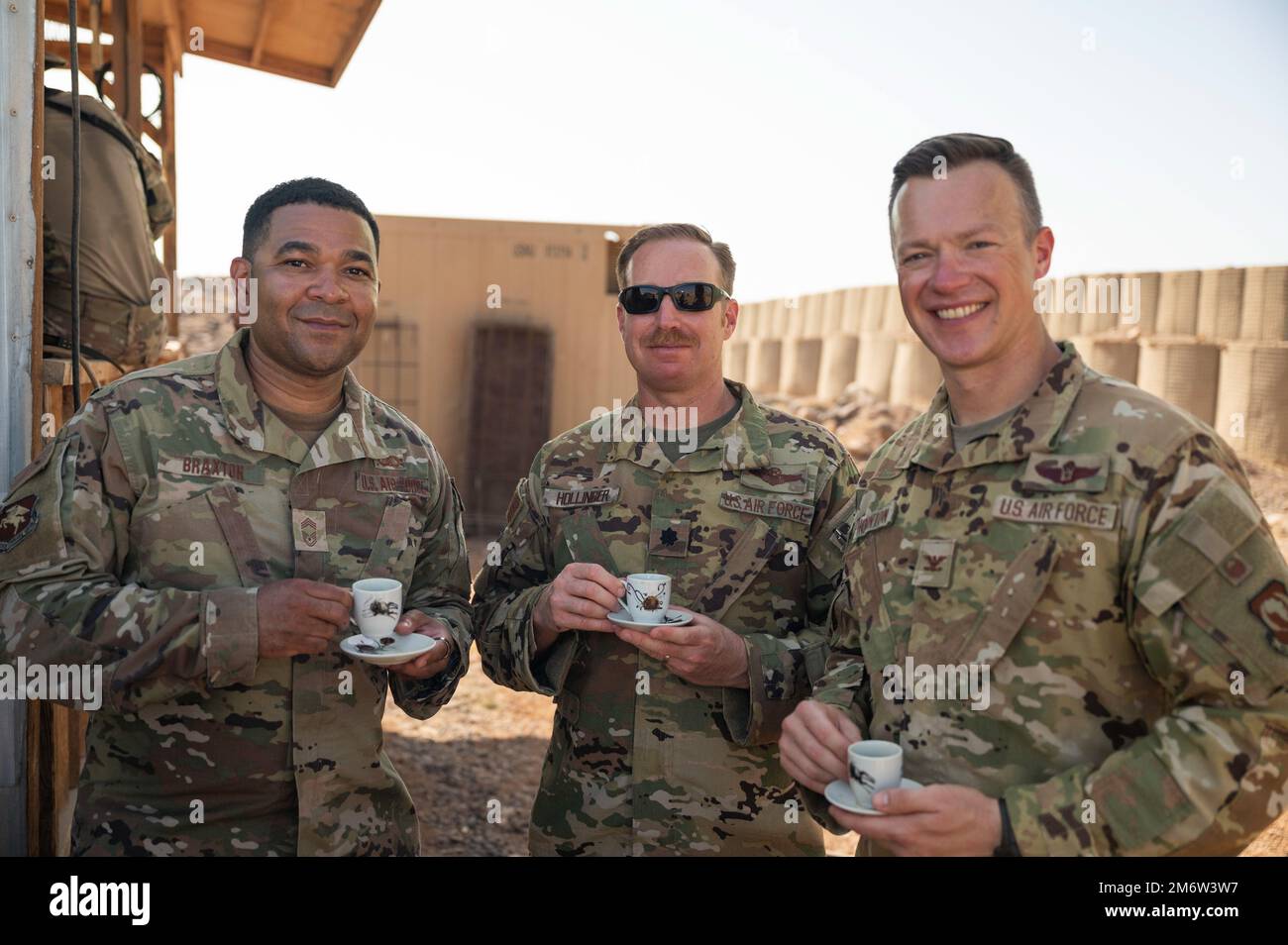U.S. Air Force Chief Master Sgt. Ted Braxton, left, senior enlisted ...