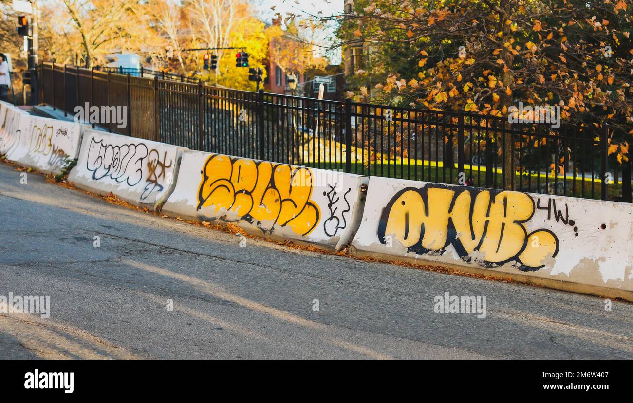 street photography graffiti lamps park signs stop no parking signs ...