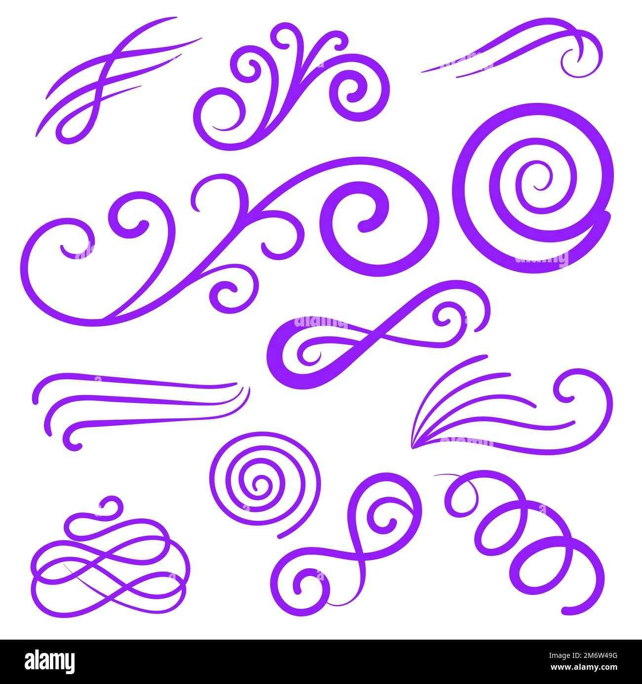 Purple Swirls Swoosh Marks with Vector Hand Drawn Highlighter Accent ...