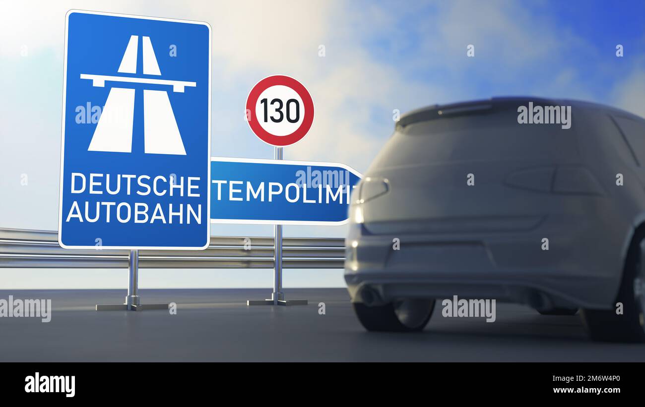 Speed limit on German freeway Stock Photo - Alamy