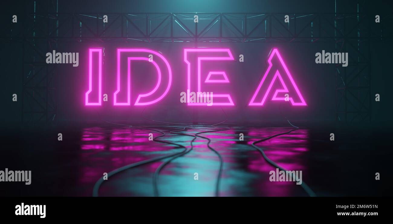 Neon light idea sign Stock Photo - Alamy