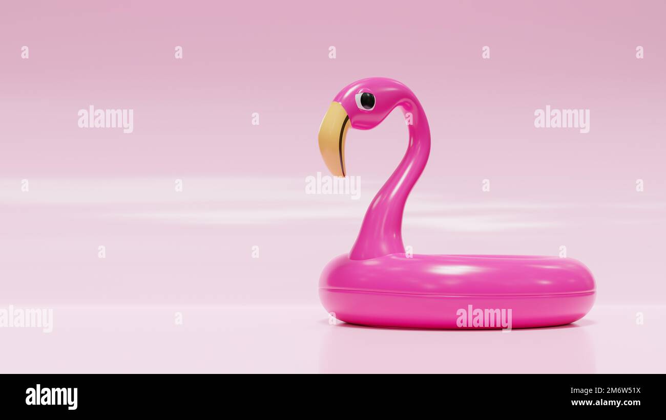 Pink flamingo inflatable pool ring background Stock Photo - Alamy