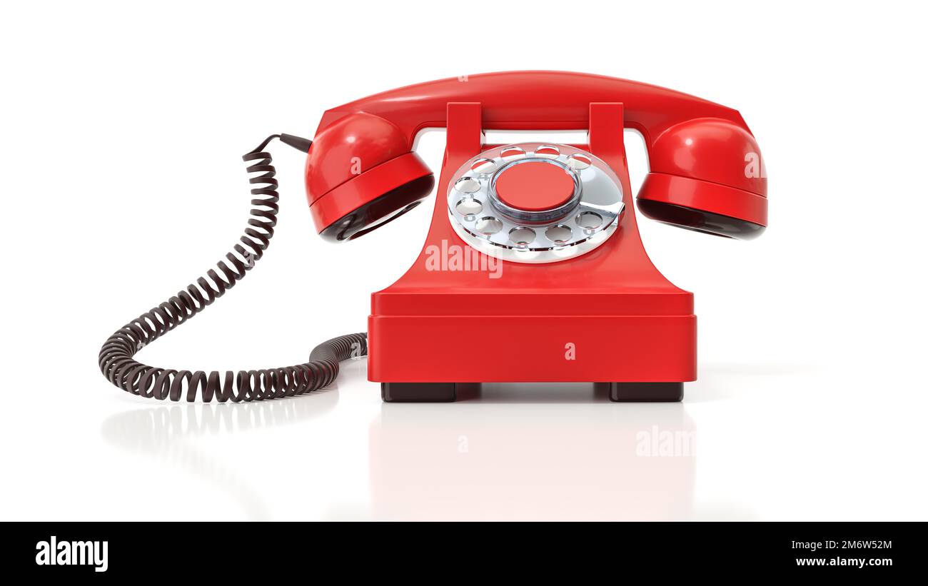 Old red dial-up phone Stock Photo - Alamy