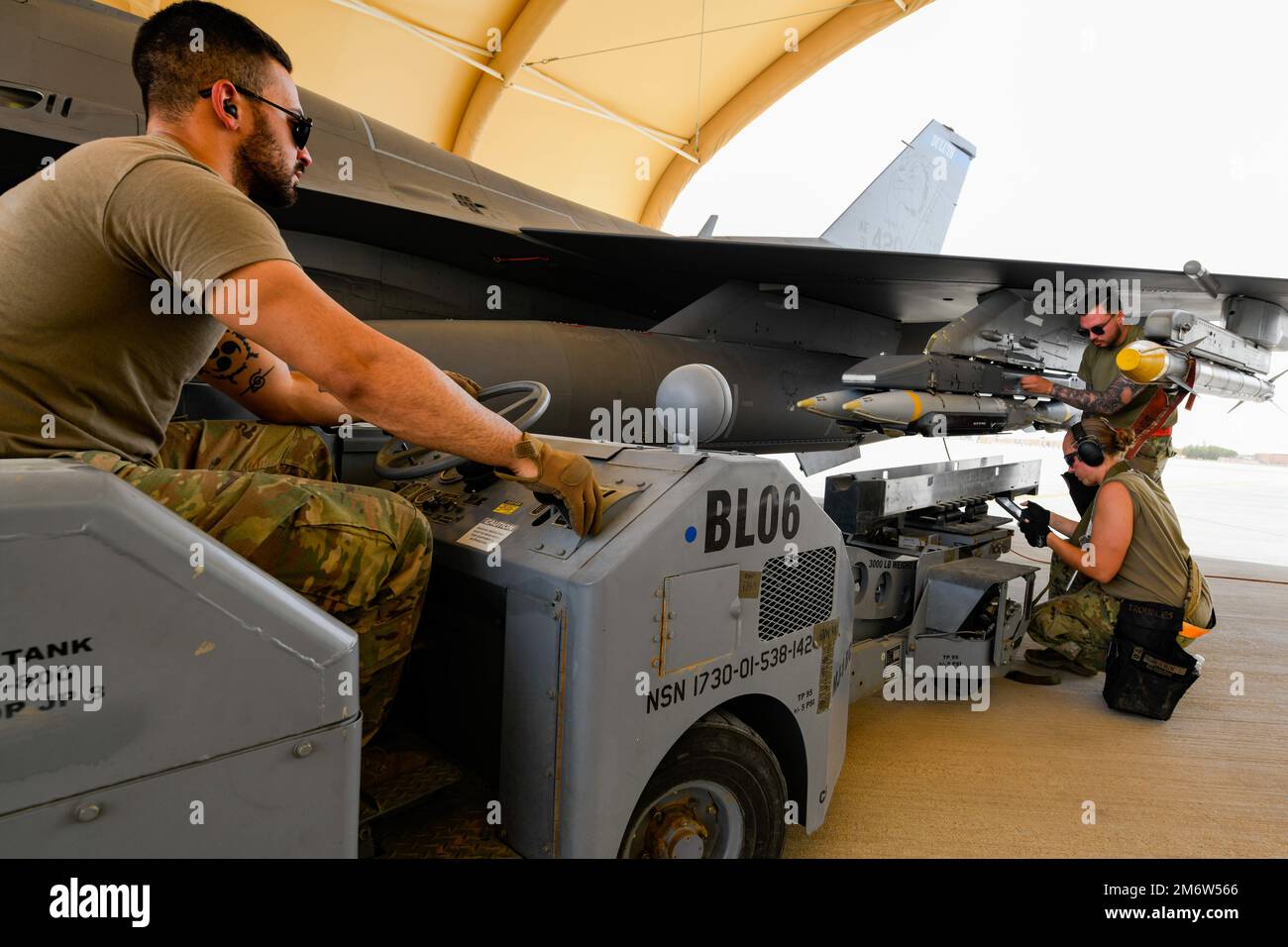 U.S. Airmen assigned to the 379th Expeditionary Civil Engineer Squadron ...