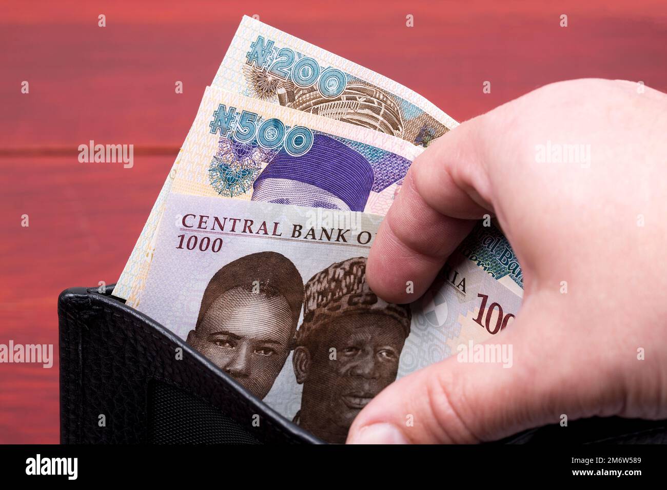 Nigerian money - naira in the black wallet Stock Photo - Alamy