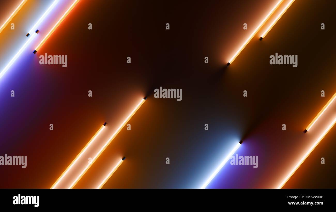 Blue orange neon tubes background Stock Photo - Alamy