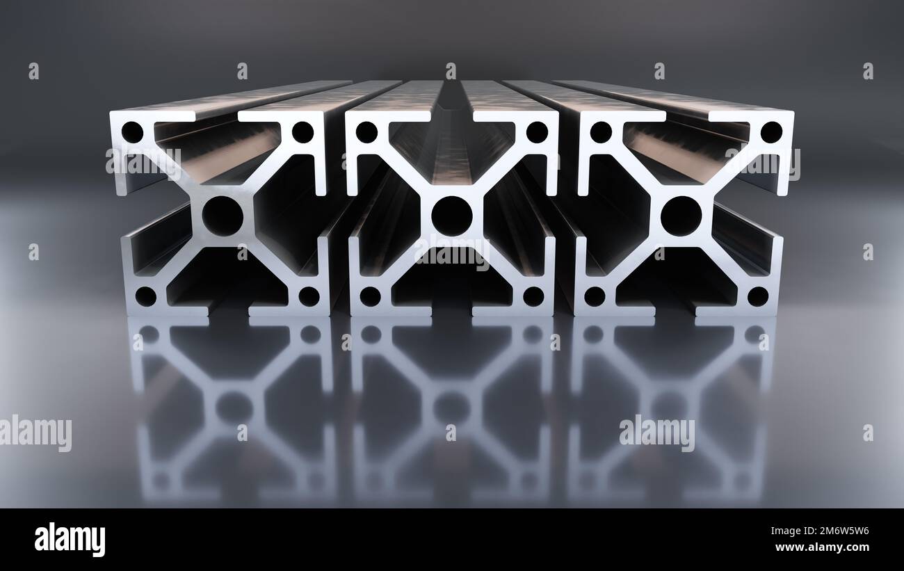 Some aluminum construction profile objects Stock Photo - Alamy