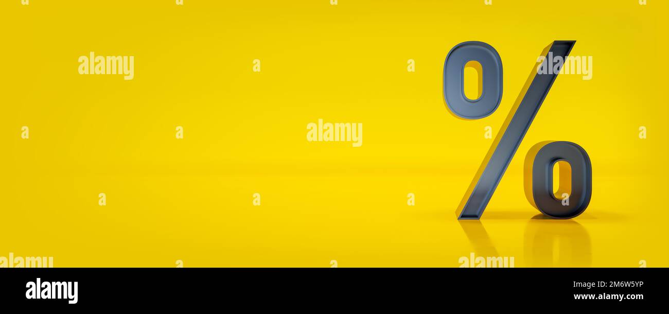 Black percentage sign on yellow background Stock Photo - Alamy