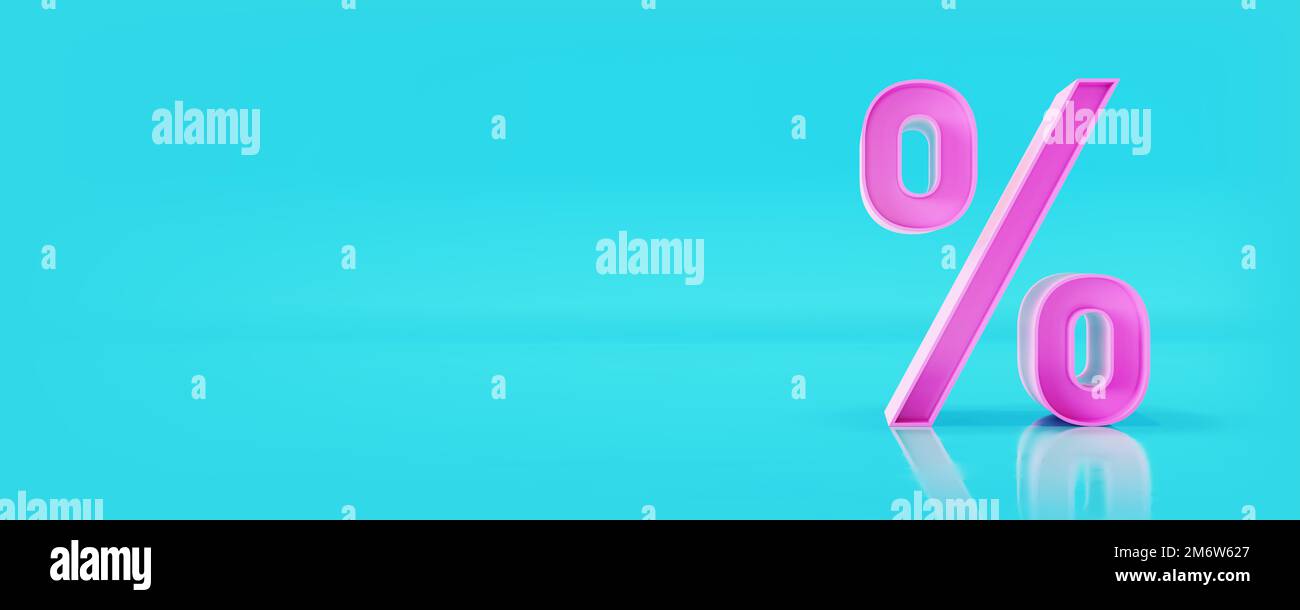 Pink percentage sign on turquoise background Stock Photo - Alamy
