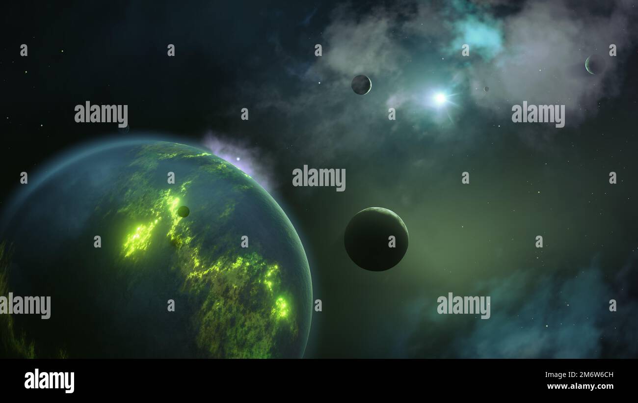Space nebula planet background Stock Photo - Alamy