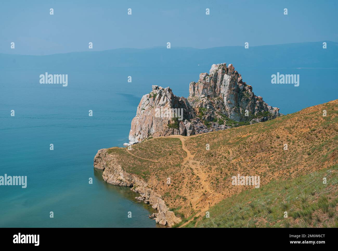 Cliffs on Olkhon Island. Lake Baikal is a rift lake located in southern ...