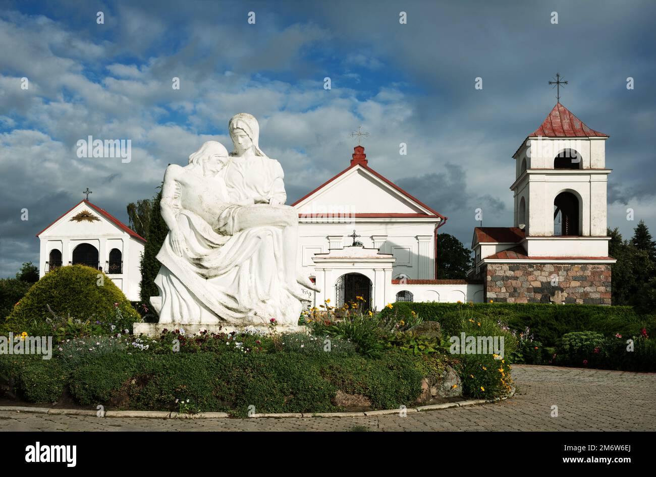 Catholic Church of St. Anne in the village of Mosar, Belarus Stock ...