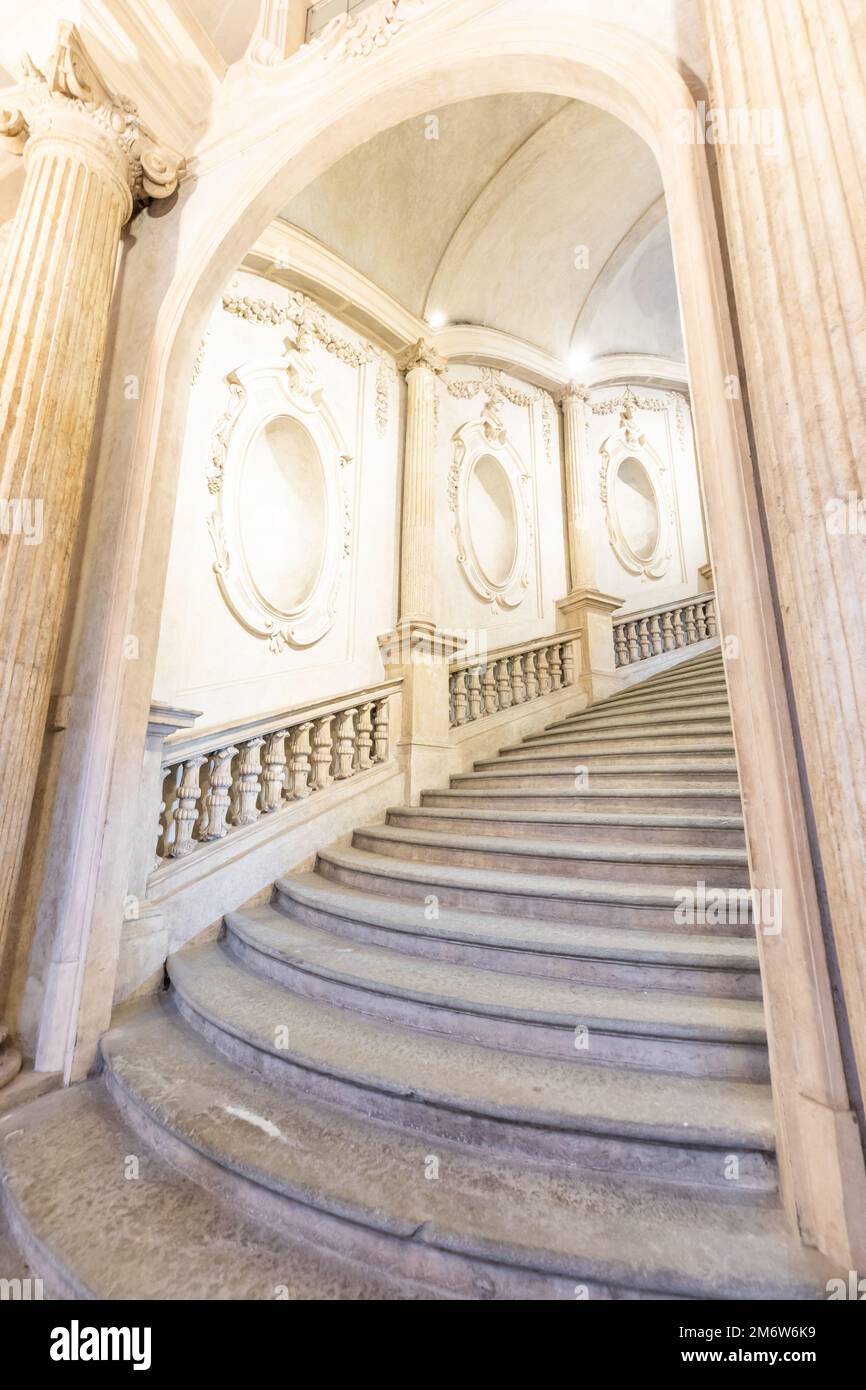 Turin, Italy - Circa January 2022: luxury marble staircase. Antique ...