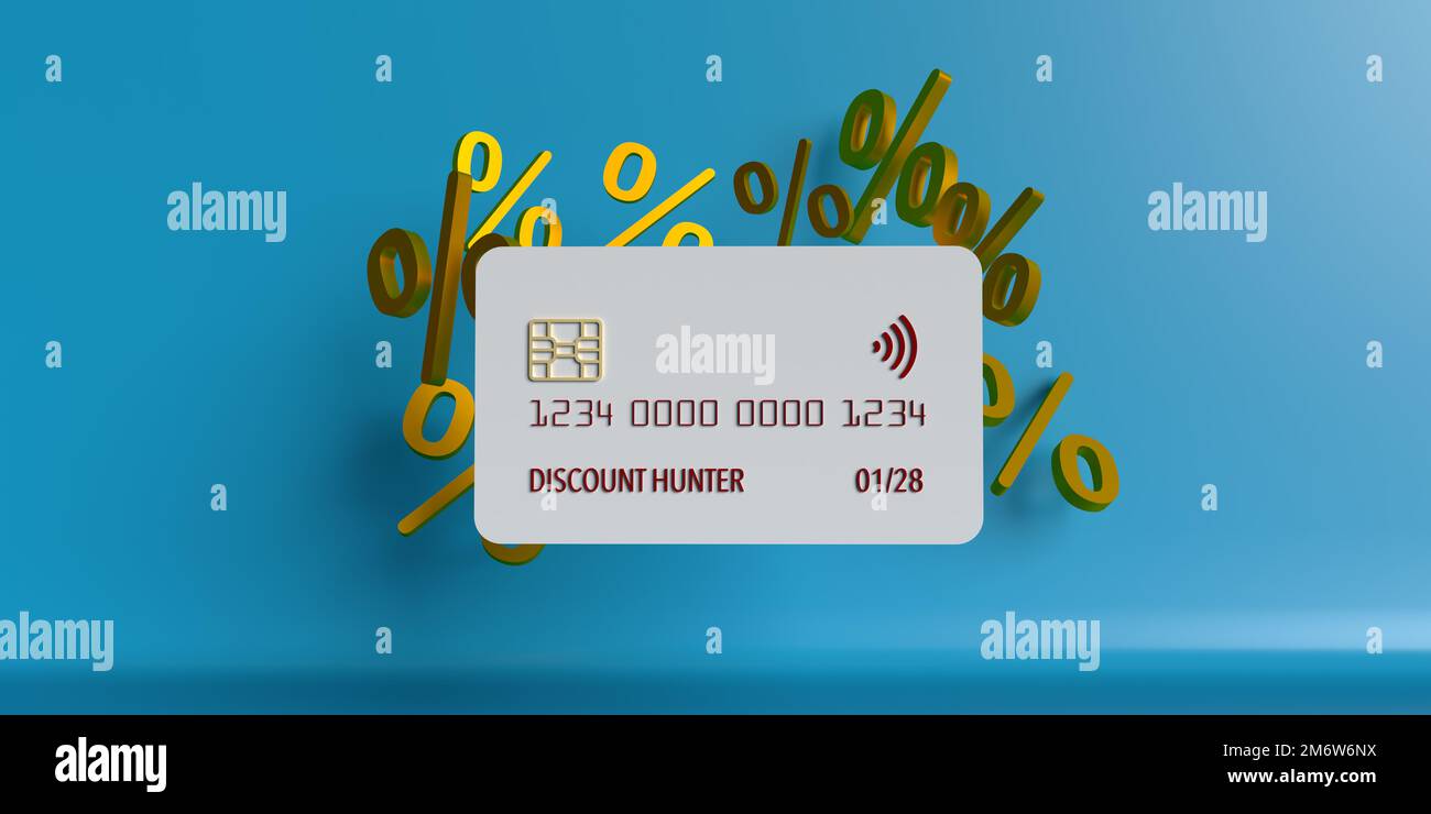 Credit card earning percentage bonus. Blank plastic cash 3D render ...