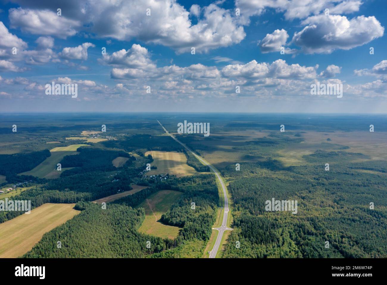 Aerial top view on country road Stock Photo - Alamy
