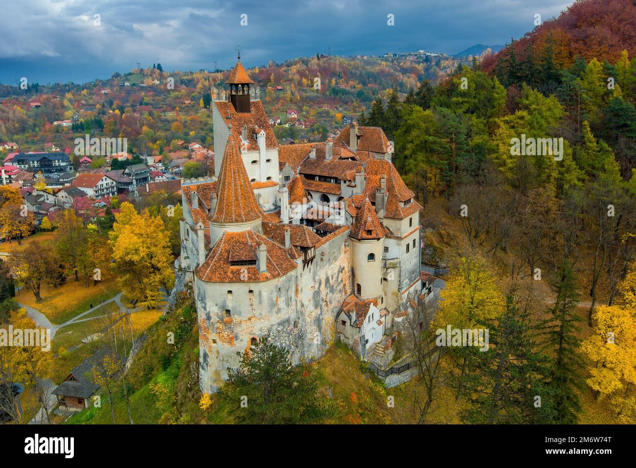 Aerial view bran dracula castle hi-res stock photography and images - Alamy