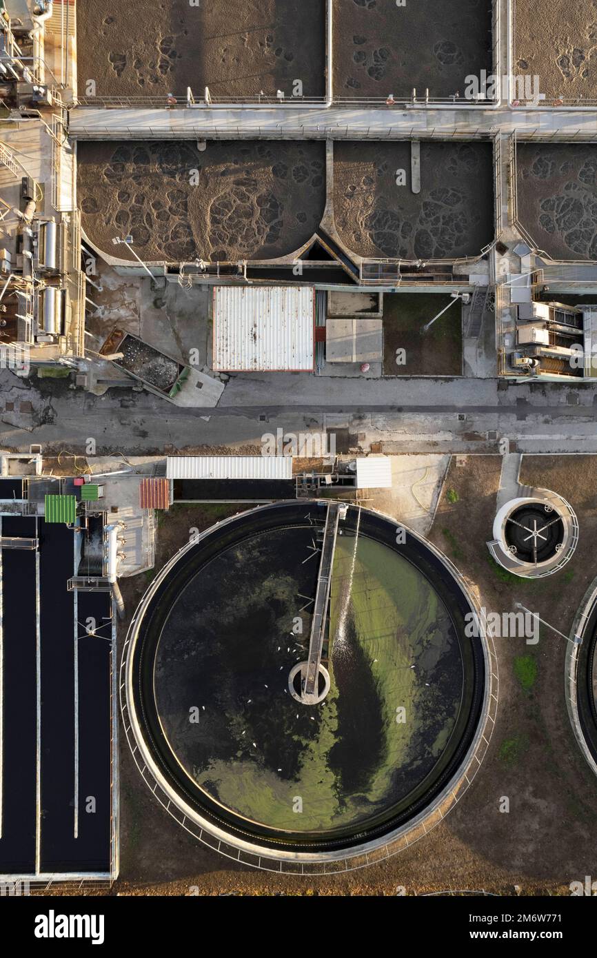 Aerial documentation of city water purification plants Stock Photo - Alamy