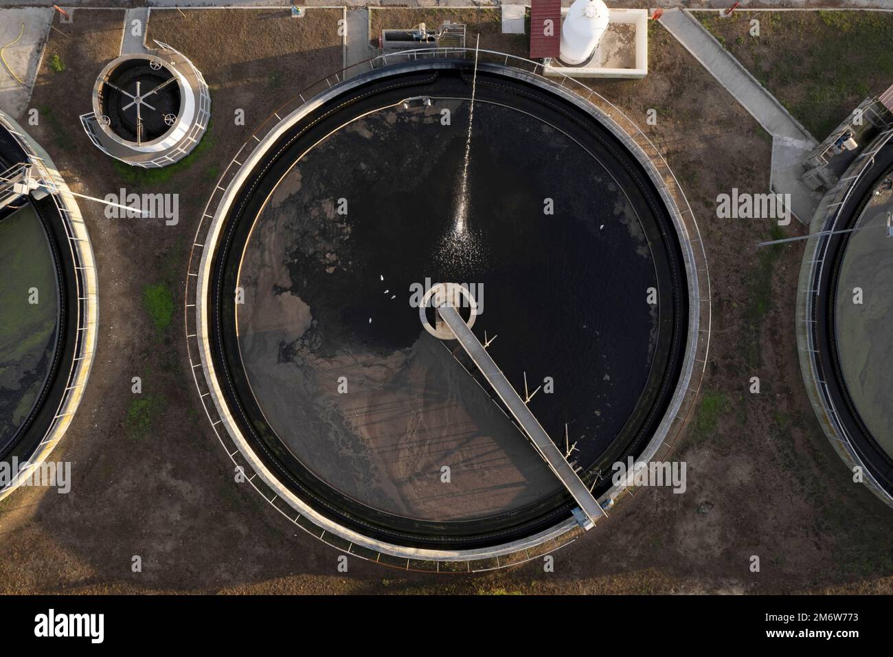 Aerial documentation of city water purification plants Stock Photo - Alamy