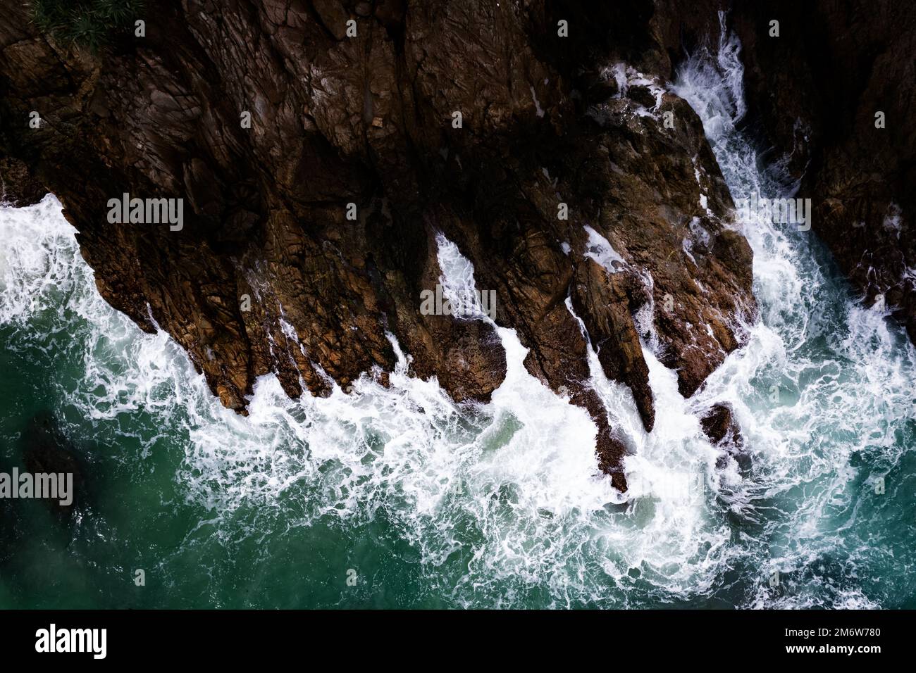 Amazing top view beautiful seashore, Aerial view crashing waves on ...