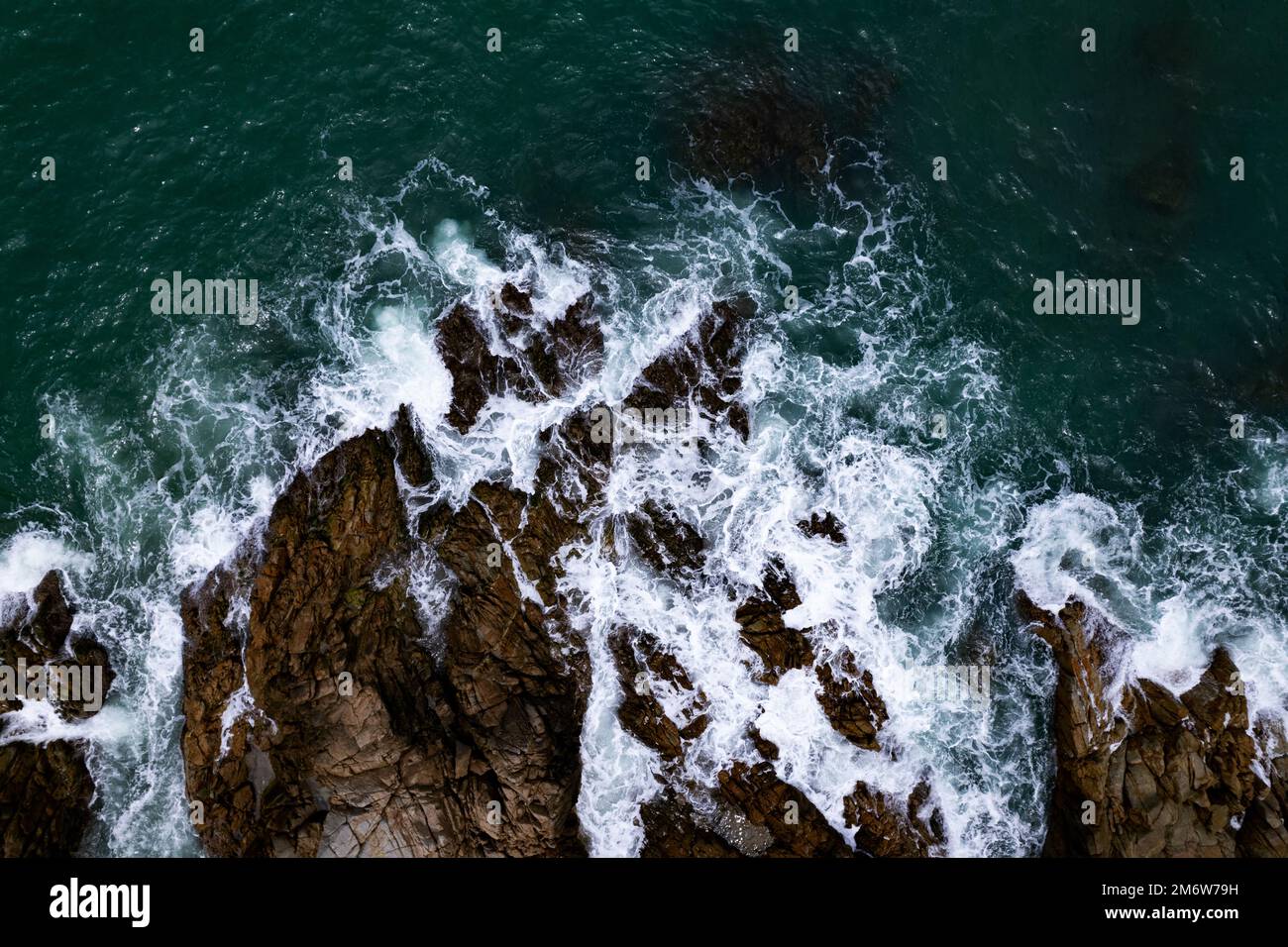 Amazing top view beautiful seashore, Aerial view crashing waves on ...