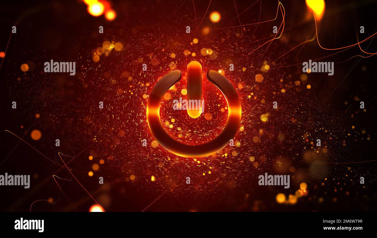 Burning Power Button Stock Photo - Alamy