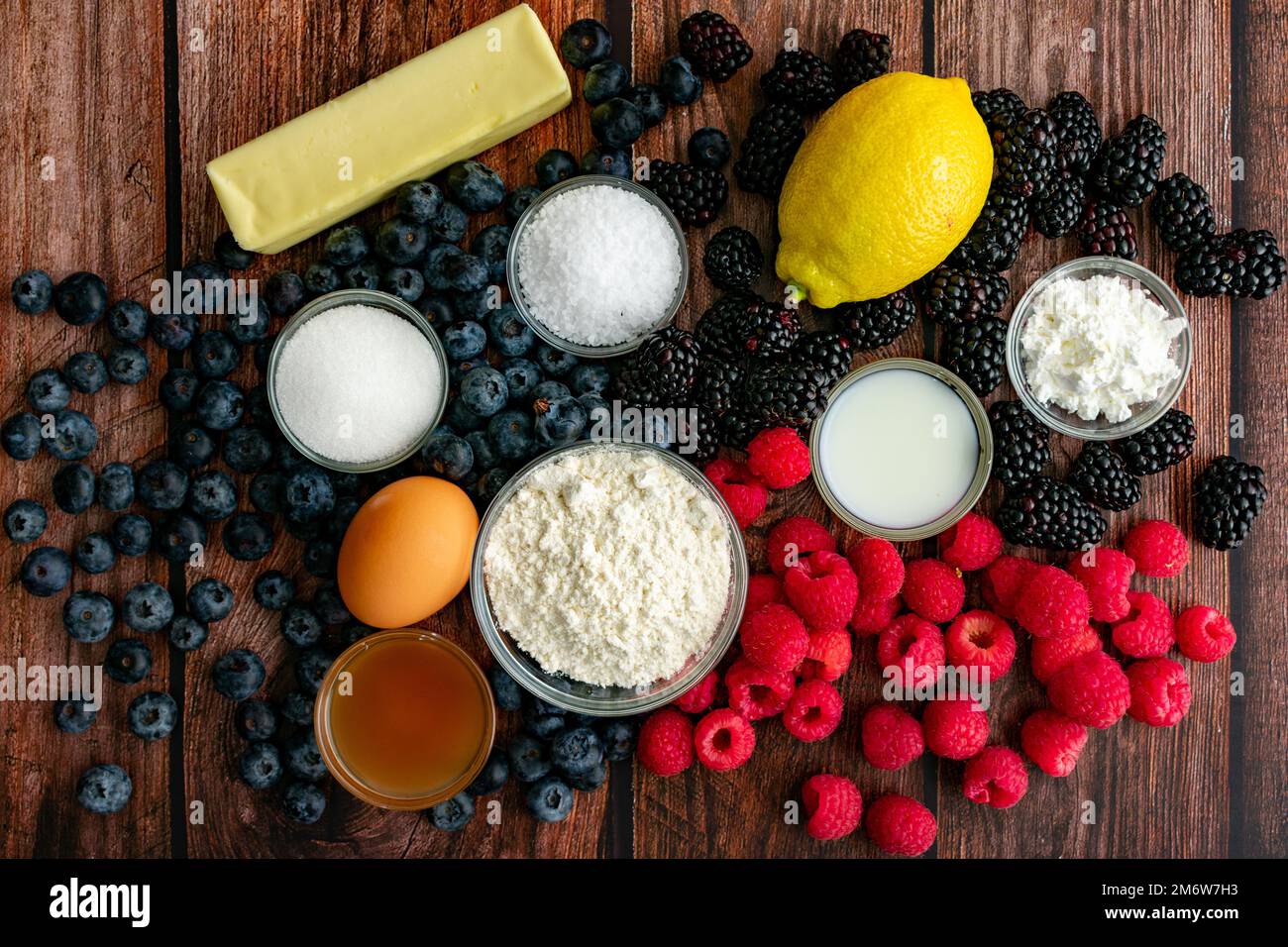 Mixed Berry Galette Ingredients on a Wood Table: Raw ingredients ...