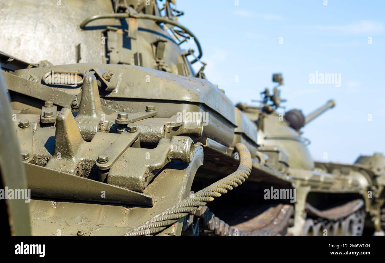 A column of armored vehicles and tanks. National Armed Forces. Military ...