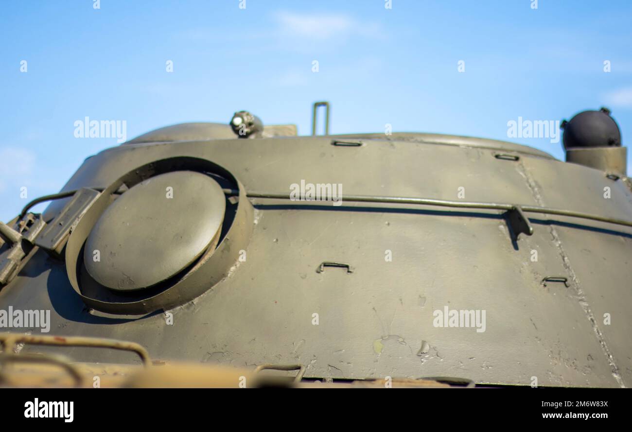 Tower of an armored personnel carrier or tank. Heavy weapons of war ...