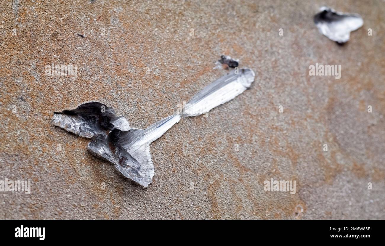 Recochet from a bullet or shell fragment on military armored vehicles ...