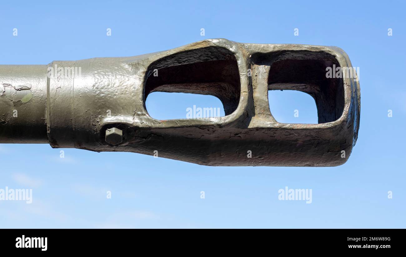 Soviet light amphibious tank PT-76. Object 740. Tank barrel, barrel ...