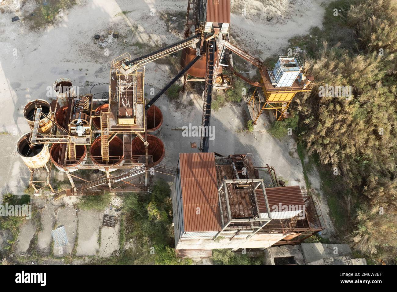 Aerial view of an old abandoned cement factory Stock Photo - Alamy