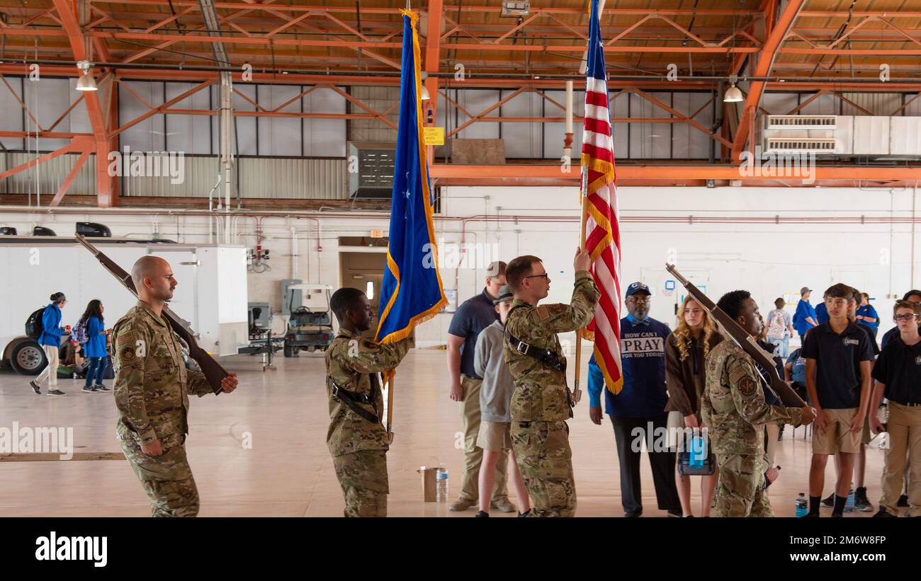 Steel Talon Honor Guardsmen post the colors May 6, 2022, on Holloman ...