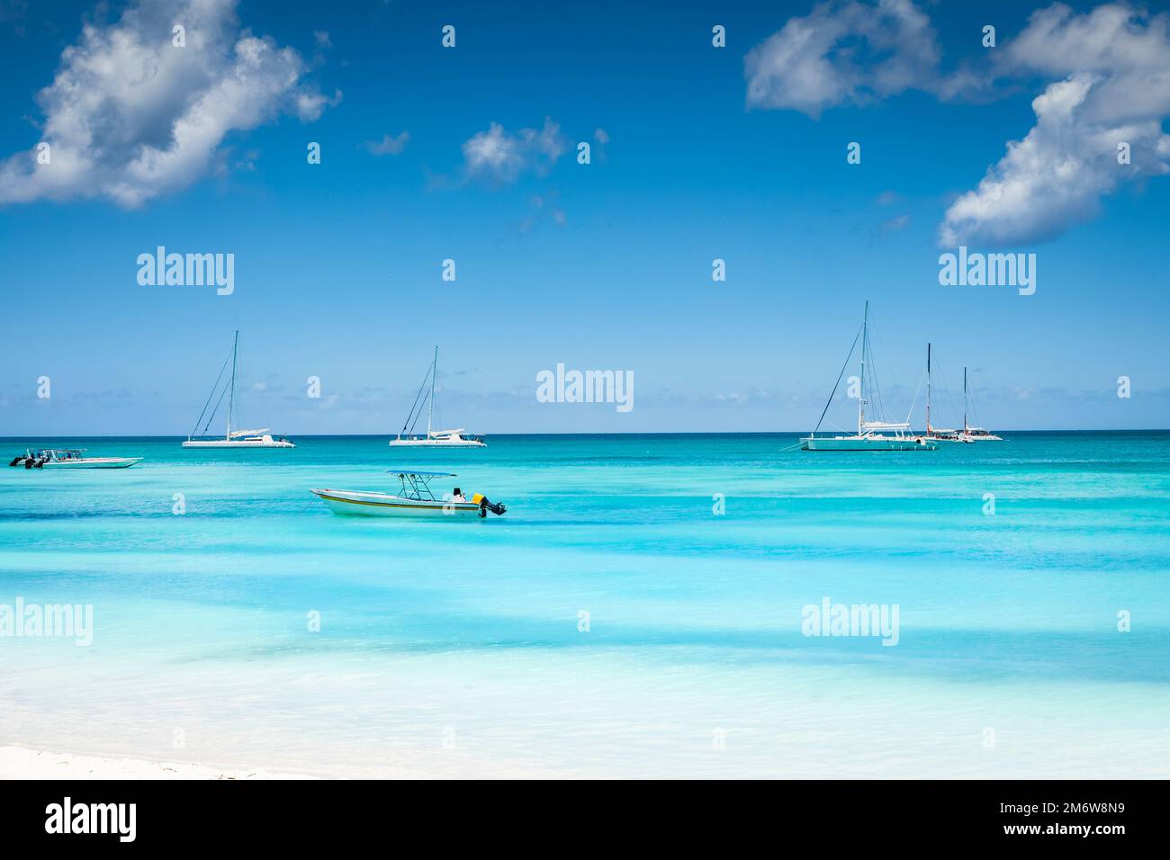 Tropical paradise, sand beach in caribbean Saona Island, Punta Cana ...