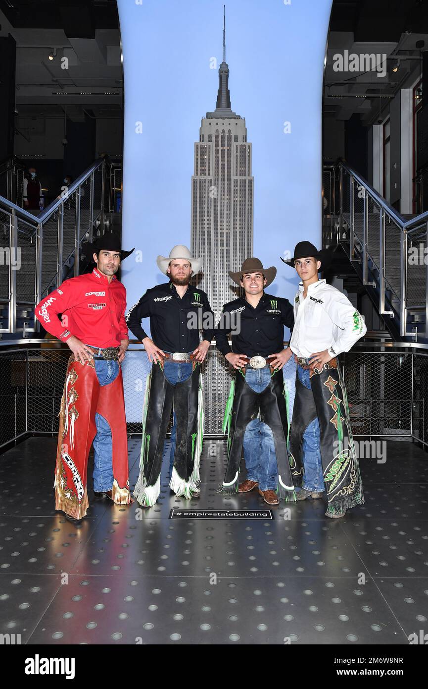 New York, NY, January 5, 2023. Professional Bull Riders (l-r) Silvano ...