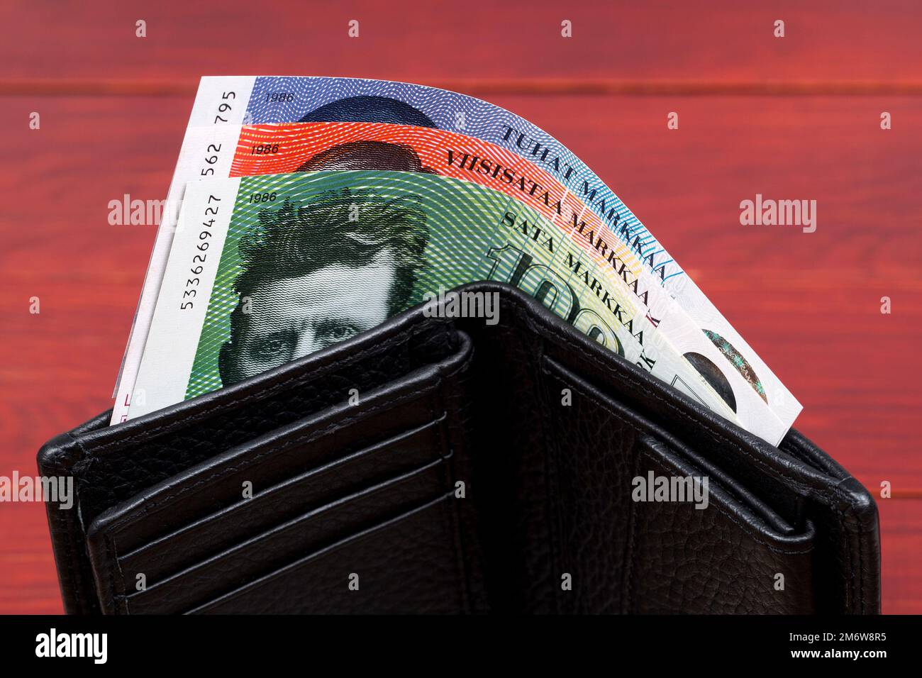 Finnish markka in the black wallet Stock Photo - Alamy