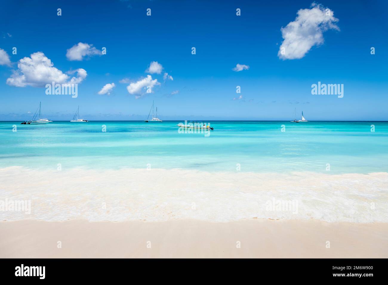 Tropical paradise, sand beach in caribbean Saona Island, Punta Cana ...