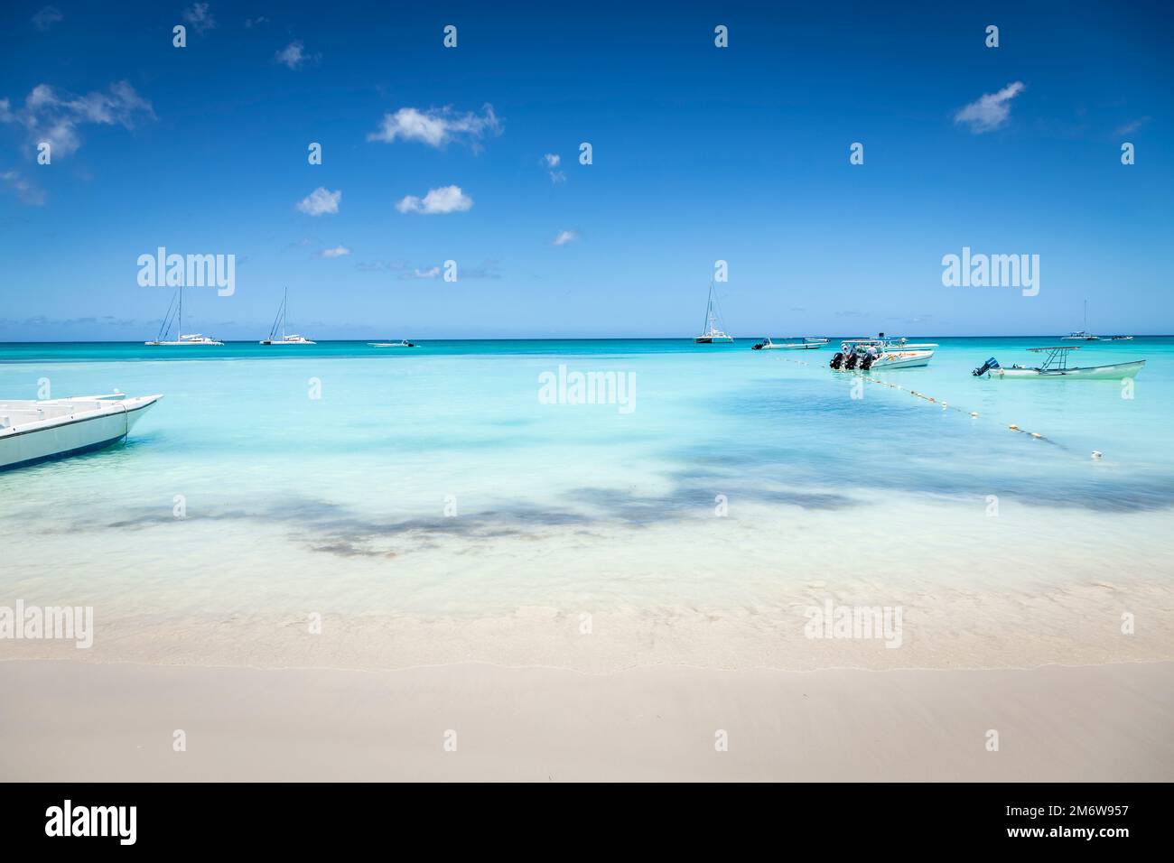 Tropical paradise, sand beach in caribbean Saona Island, Punta Cana ...