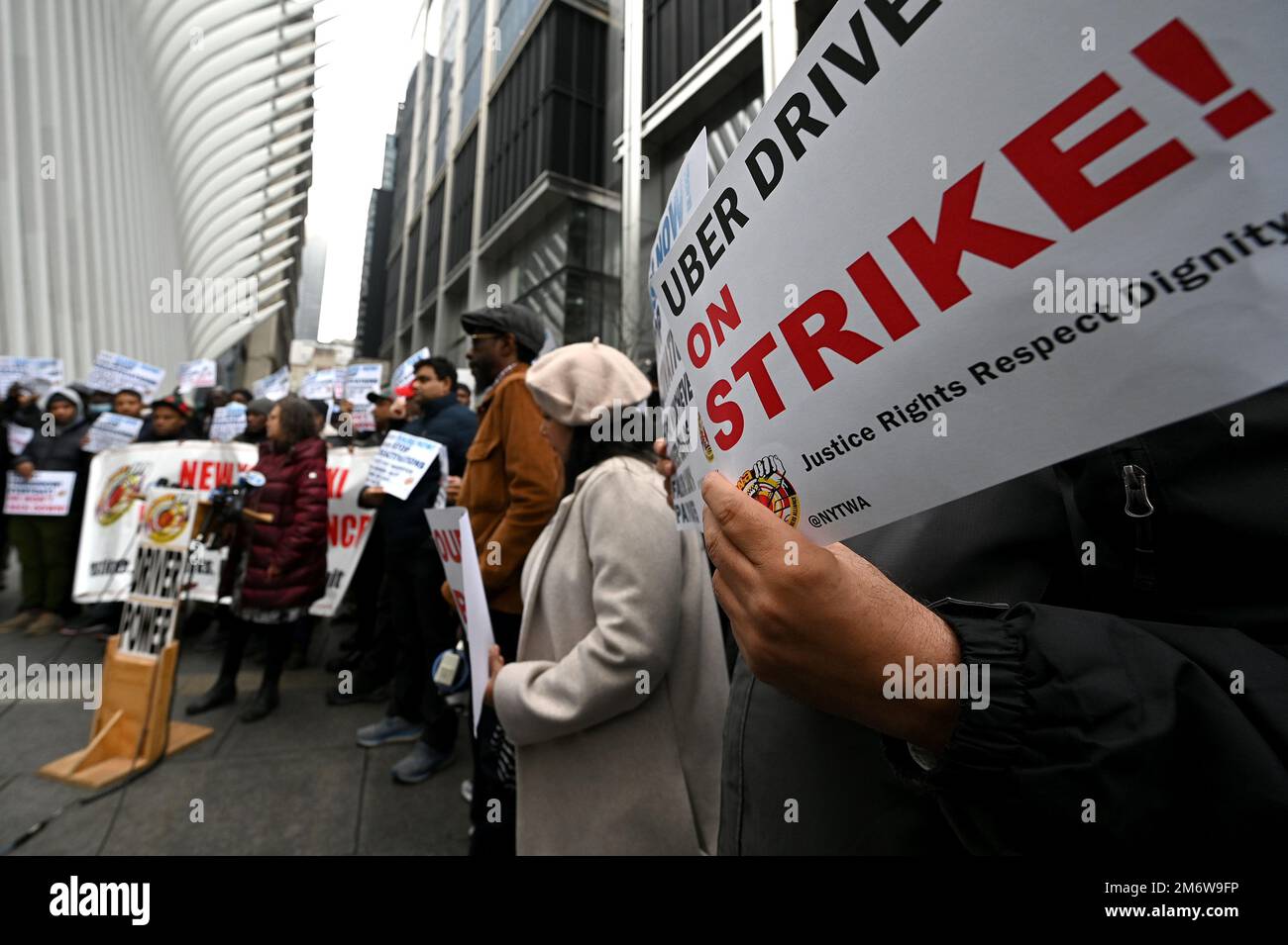 New York, USA. 05th Jan, 2023. Uber drivers protest outside of Uber's ...