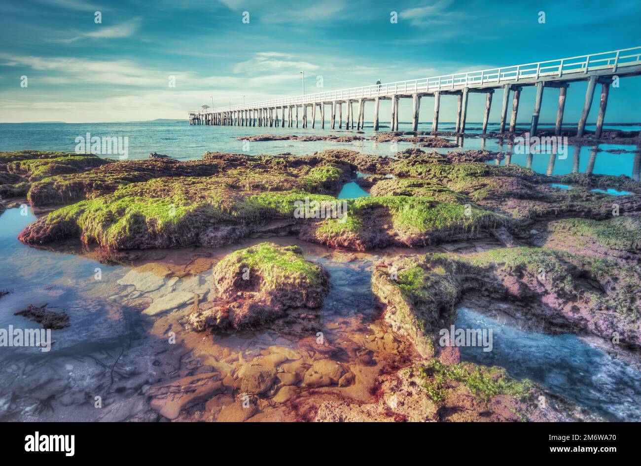 Point Lonsdale Jetty, at the entrance to Port Philip Bay, Bellarine ...