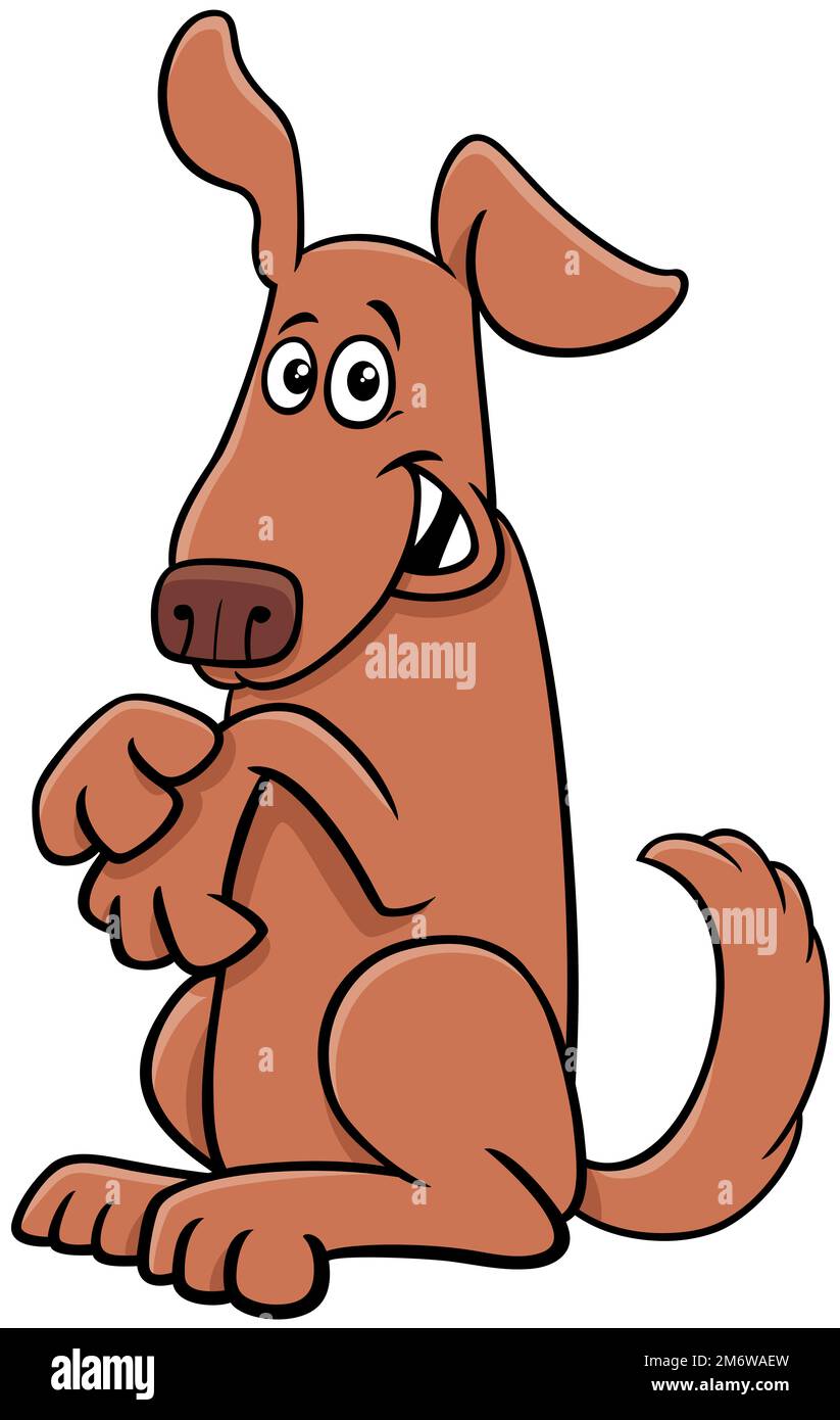 Cartoon illustration of happy brown dog comic animal character hi-res ...
