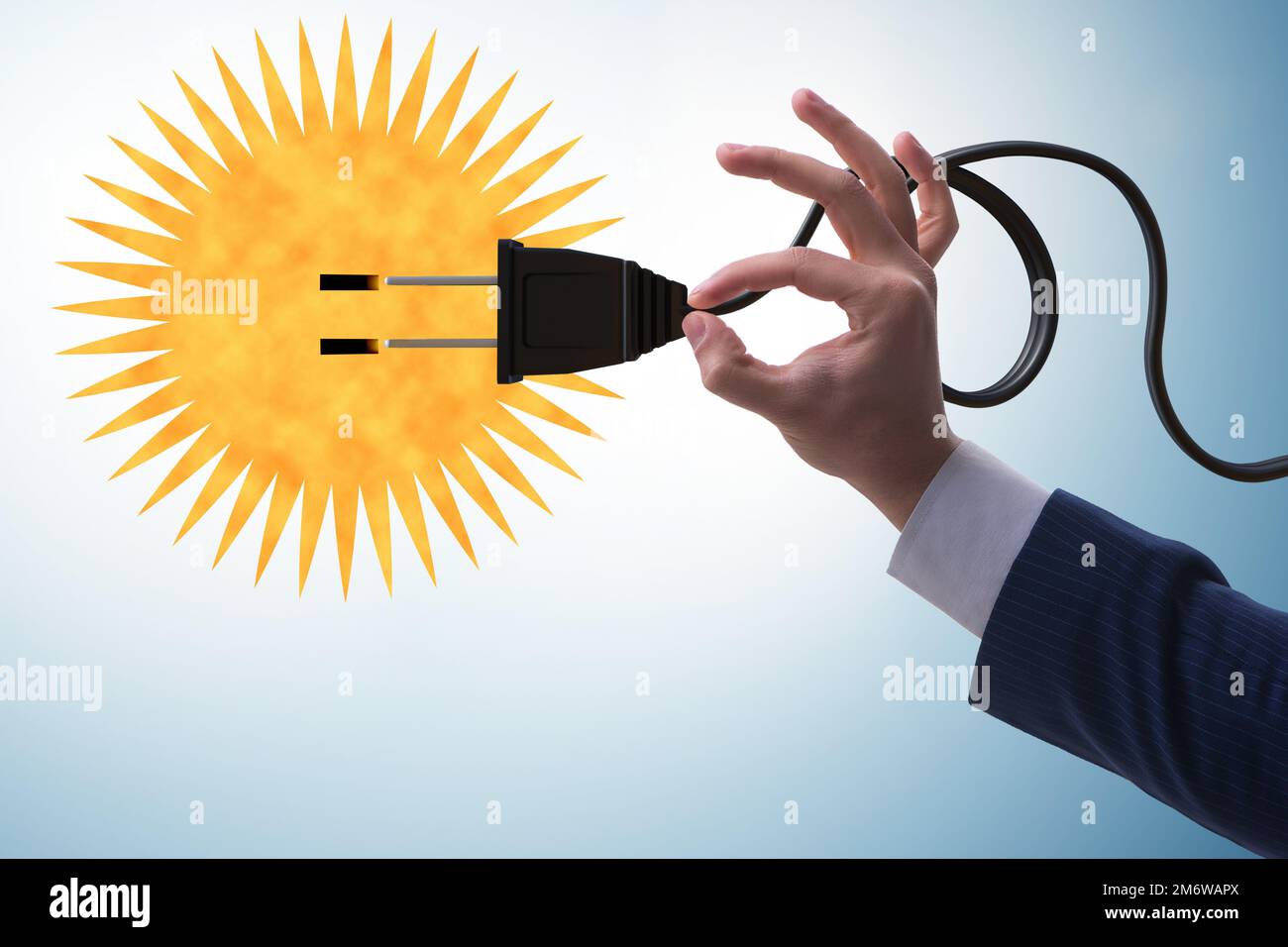Solar energy concept with sun and socket Stock Photo - Alamy
