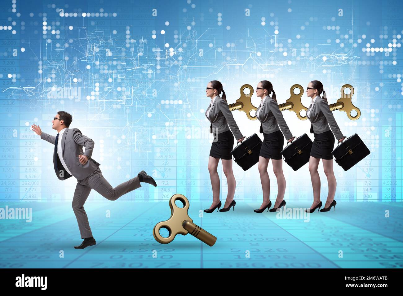 Concept of businessman escaping from office routine Stock Photo - Alamy