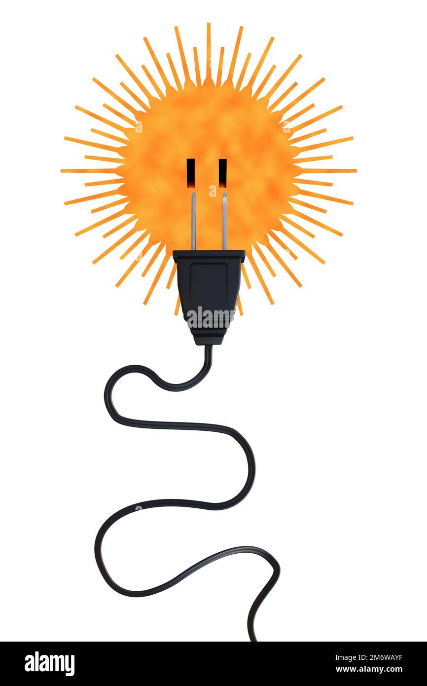 Solar energy concept with sun and socket Stock Photo - Alamy
