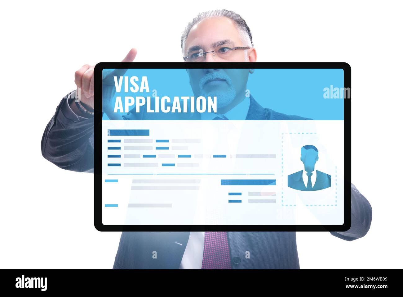 Visa application concept with businessman Stock Photo - Alamy