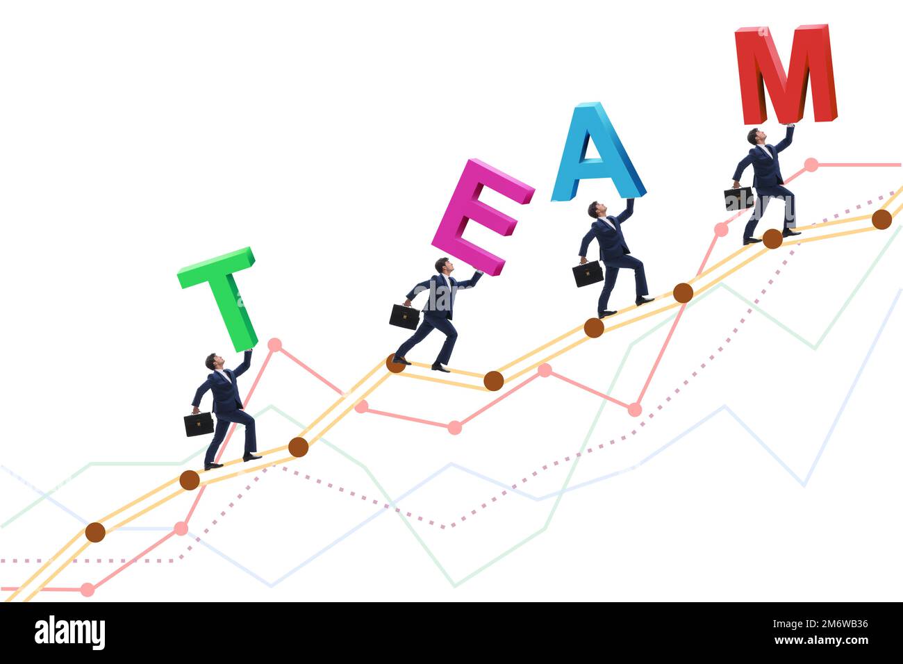 Teamwork concept with people carrying team letters Stock Photo - Alamy