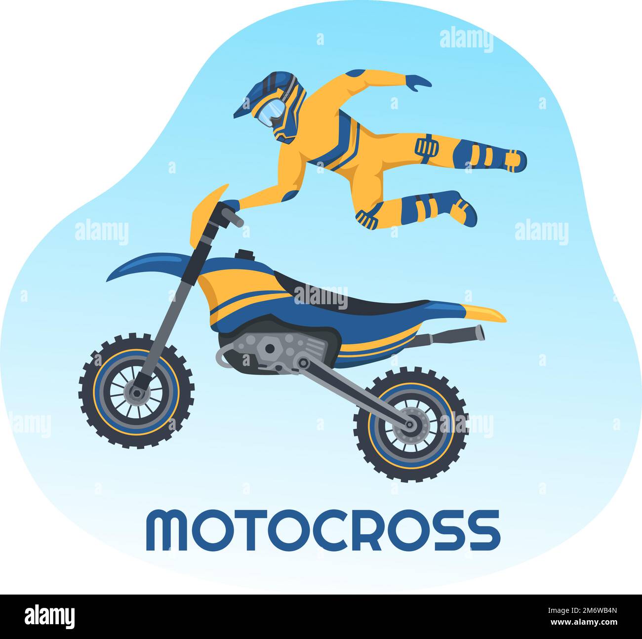 Motocross Illustration with a Rider Riding a Bike Through Mud, Rocky ...