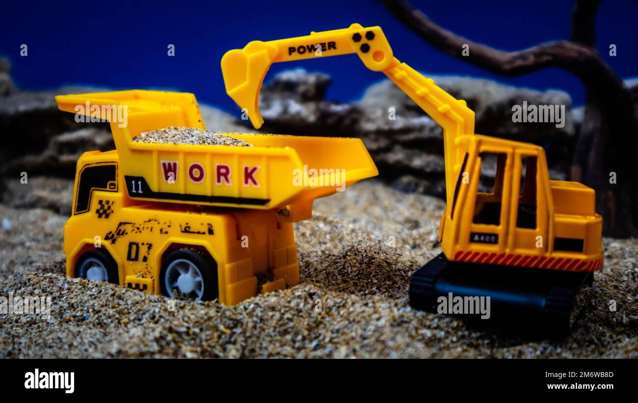 minahasa, Indonesia : January 2023, toy truck transporting sand Stock ...