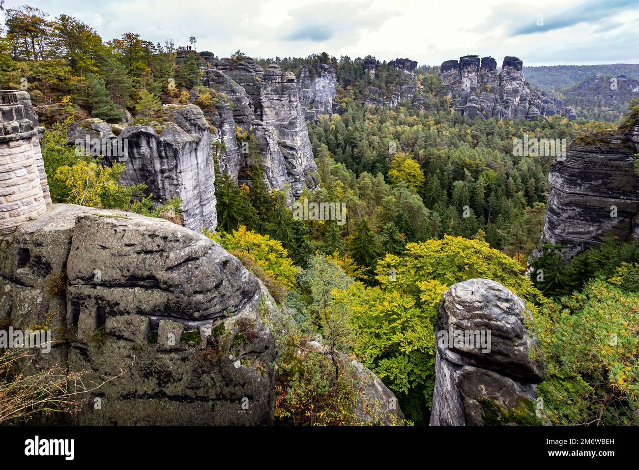 The picturesque cliffs of Bastei Stock Photo - Alamy